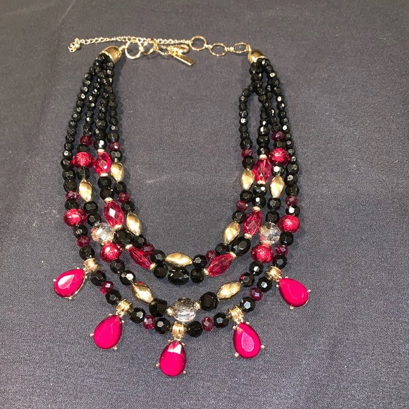 The Limited | Jewelry | Elegant 4 Tiered Necklace In Black And Red ...